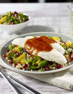 Basa with Korean BBQ Sauce, with a Spicy Quinoa Salad - StyleNest